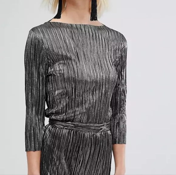 ASOS | Tops | Asos Warehouse Metallic Plisse Top | Poshmark